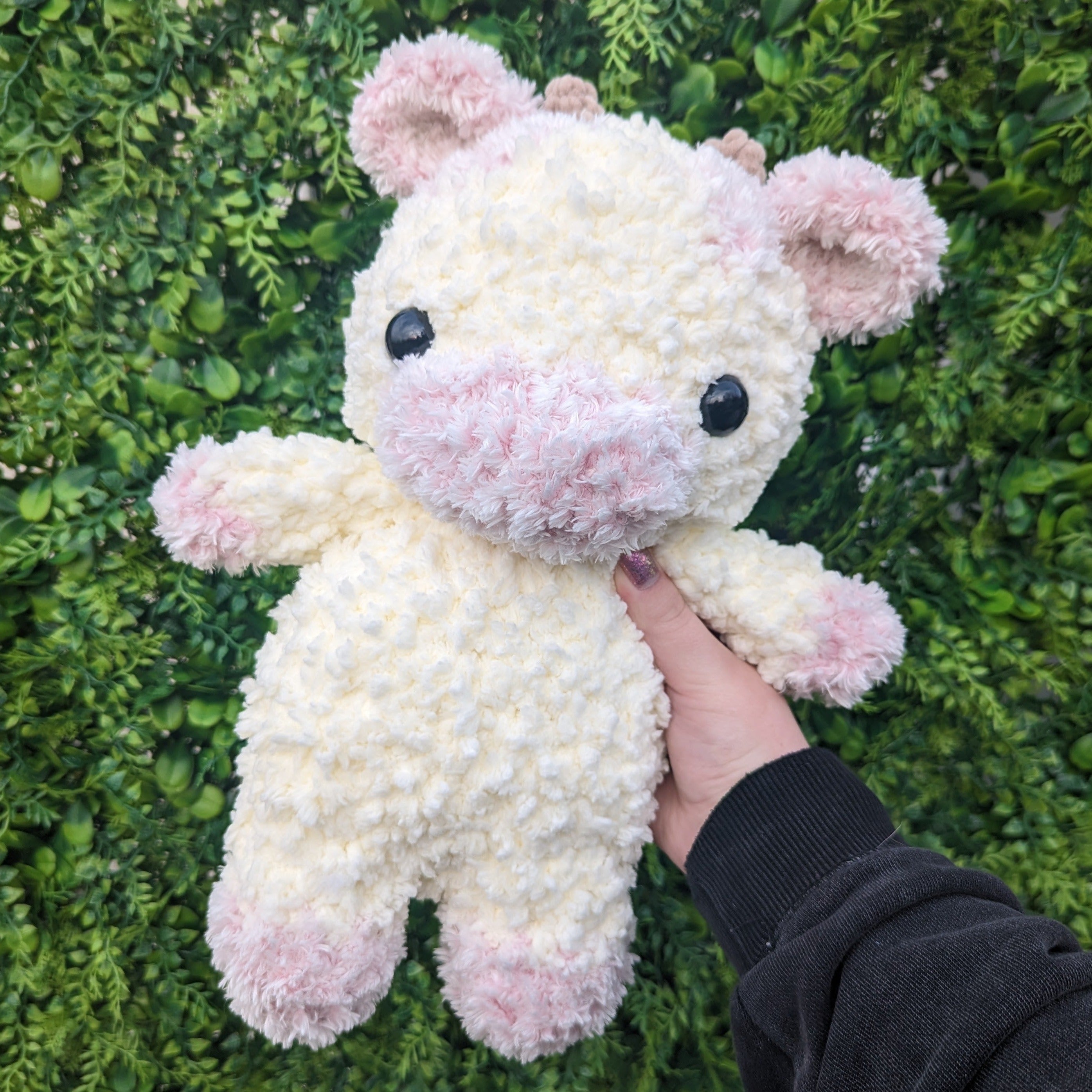 Jumbo Fuzzy Fluffy Pink Cow Crochet Plushie [Archived] – Delarae's ...